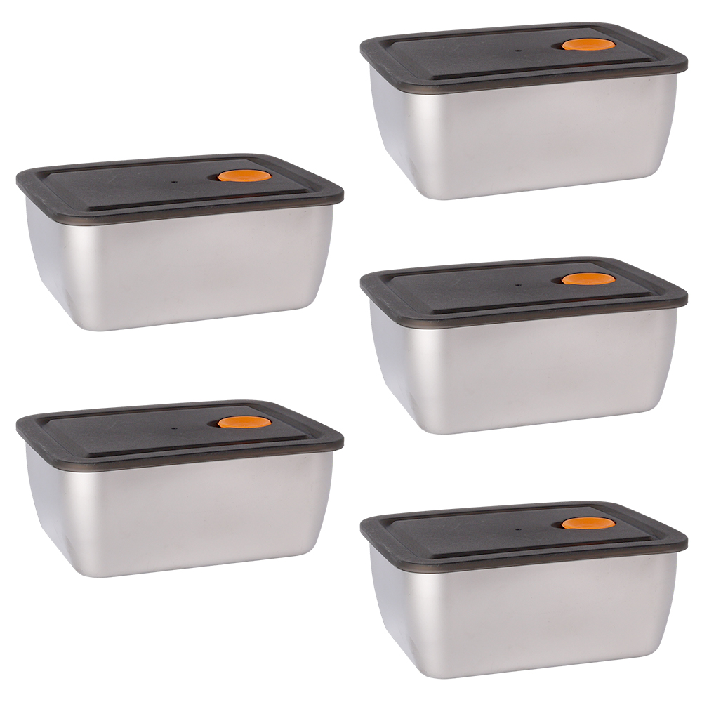 1/5pcs Stainless Steel Crisper Silicone Sealing Edge Vacuum Container ...