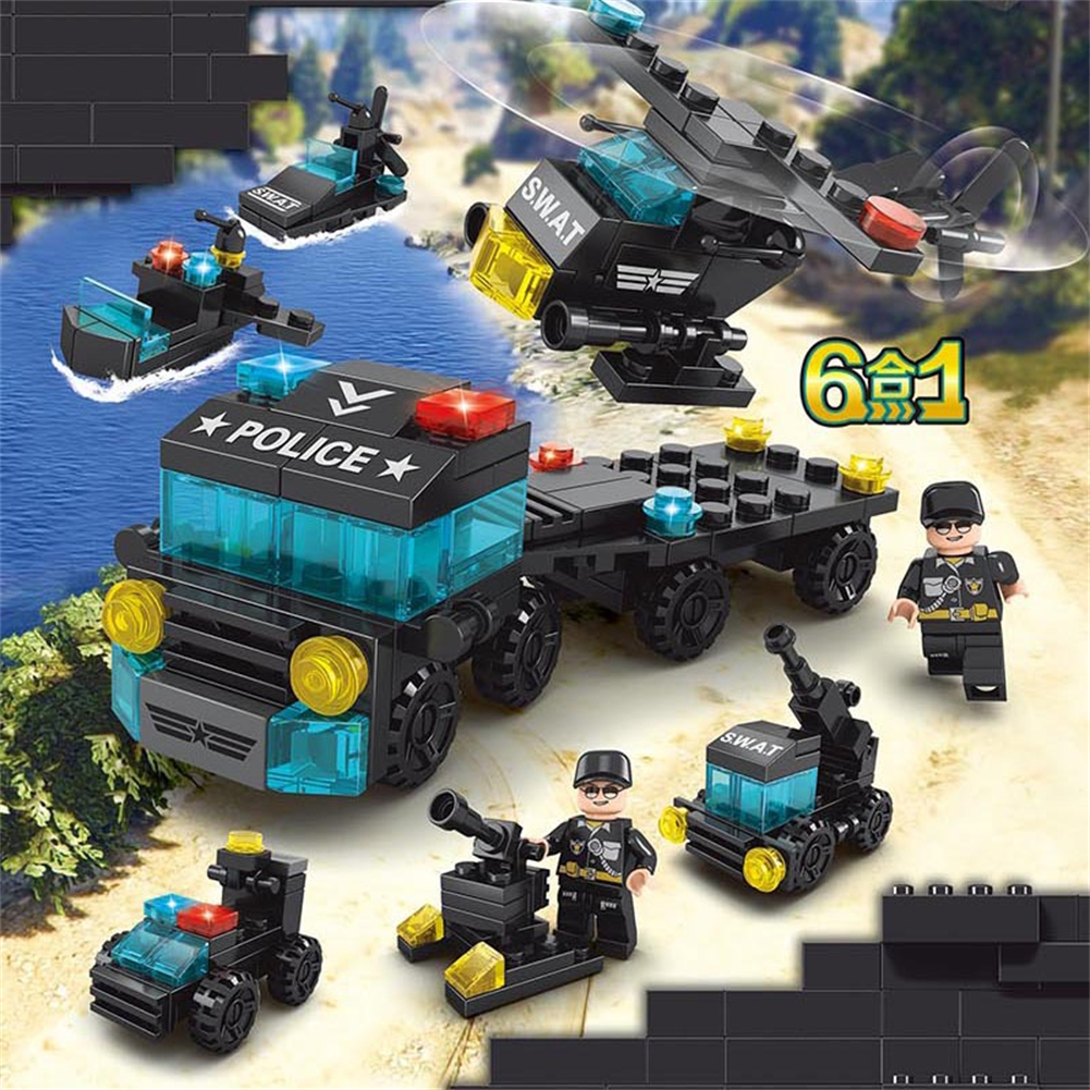 6 In 1 Deformation Building Block Toys Engineering Vehicle Small ...