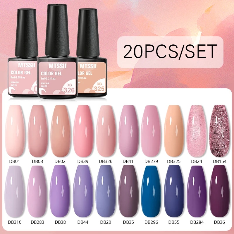 Mtssii 60/40Pcs Gel Nail Polish Set Vernis Semi Permanent UV Gel ...