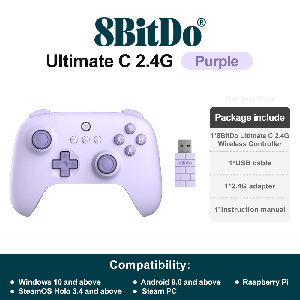 8Bitdo Ultimate C 2.4G PC Wireless Gaming Controller Gamepad for Steam PC, Windows 10 11 ...