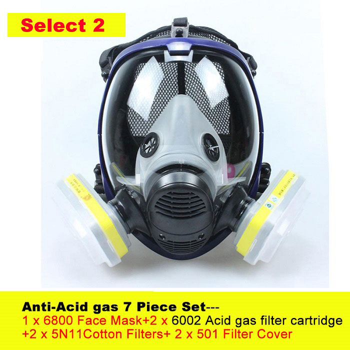 Chemical Full Gas Mask 6800 7 in 1 gas mask Dust Respirator Paint ...
