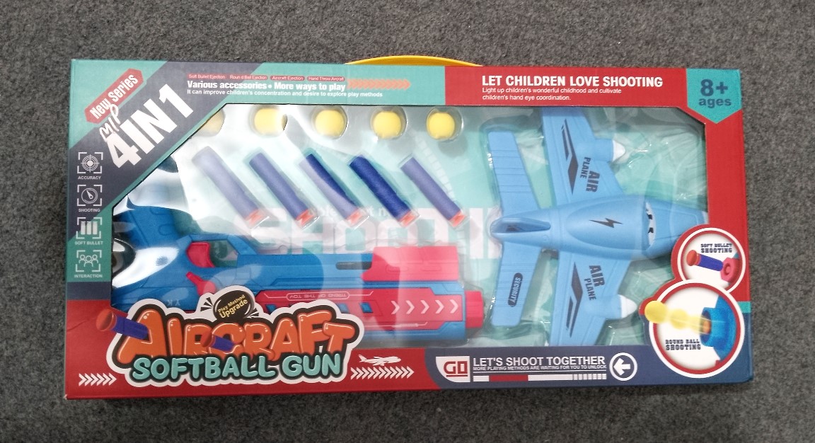 4 in 1 Aircraft Softball Gun – Soft Bullet Shooting – Round Ball ...