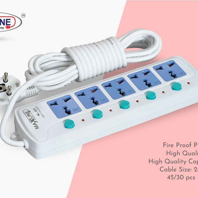 Maxline 5 Port Multi Extension Socket Model: ML-815-10 Miter Wire ...