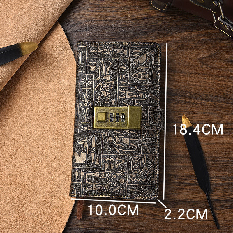 lock diary notepad scheduler European retro notebook hand ledger diary ...