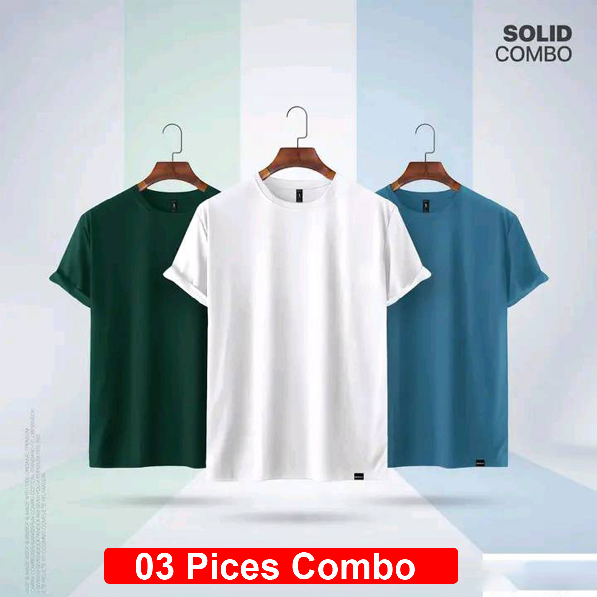 Combo 3pis jersey t-shirt for man - Solid color Summer outfit Combo t ...