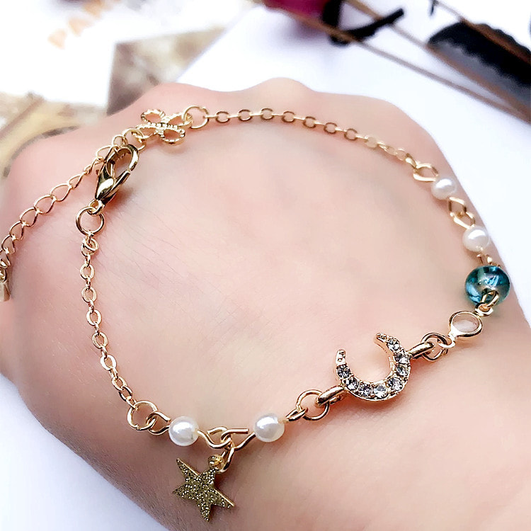 Pretty Stainless Steel Bracelet for Women Sweet Moon Star Zirconia Best ...