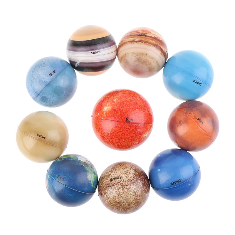9Pcs 6.3cm Eight Planets Sun Earth Moon Star Ball Soft Foam PU Squeeze ...