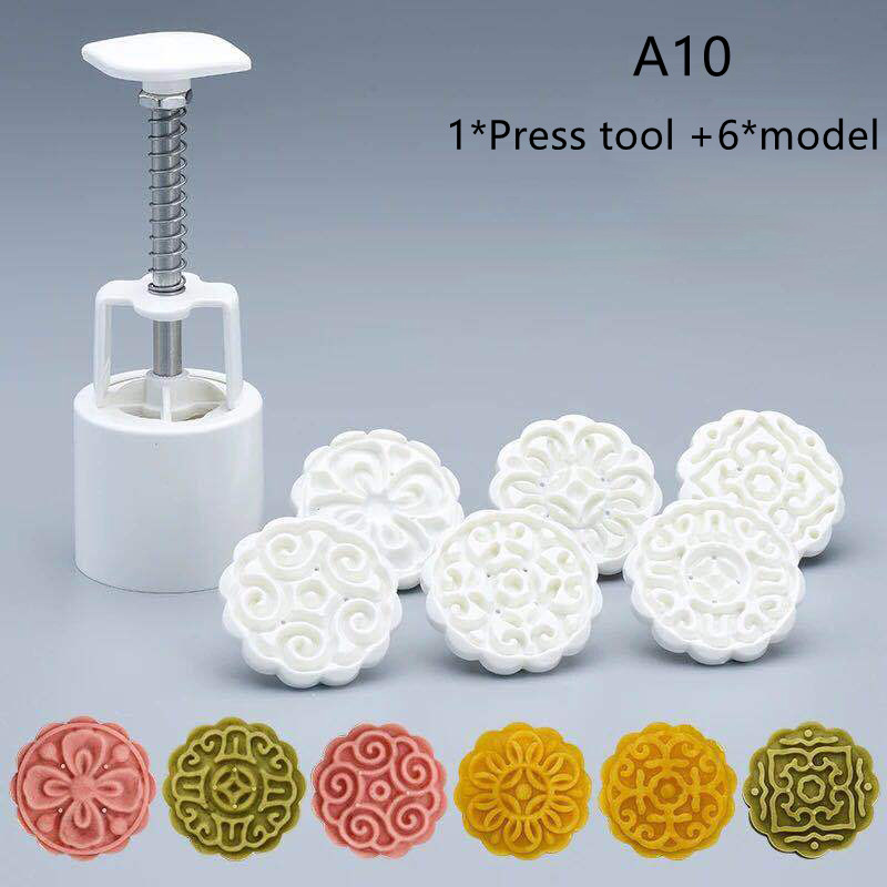 1 Set Flower Patterns Moon Cake Mould 3D DIY Mooncake Mold Baking Decor ...