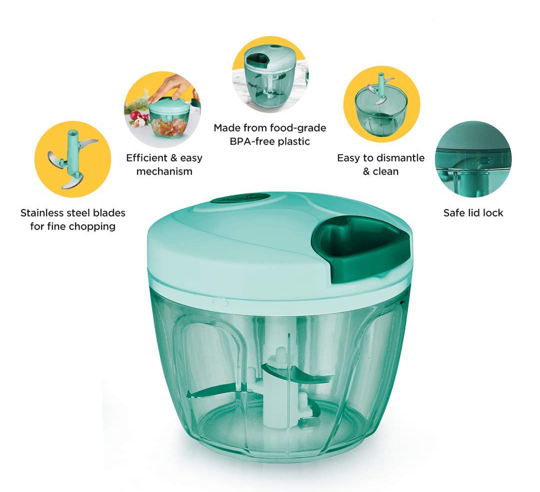 Large Handy and Compact Chopper Handy Quick Cutter for Kitchen, 3 Blade ...