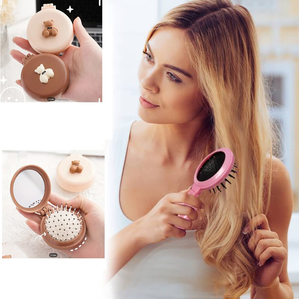 Mini Portable Hair Comb With Mirror, Air Cushion Comb With Makeup ...