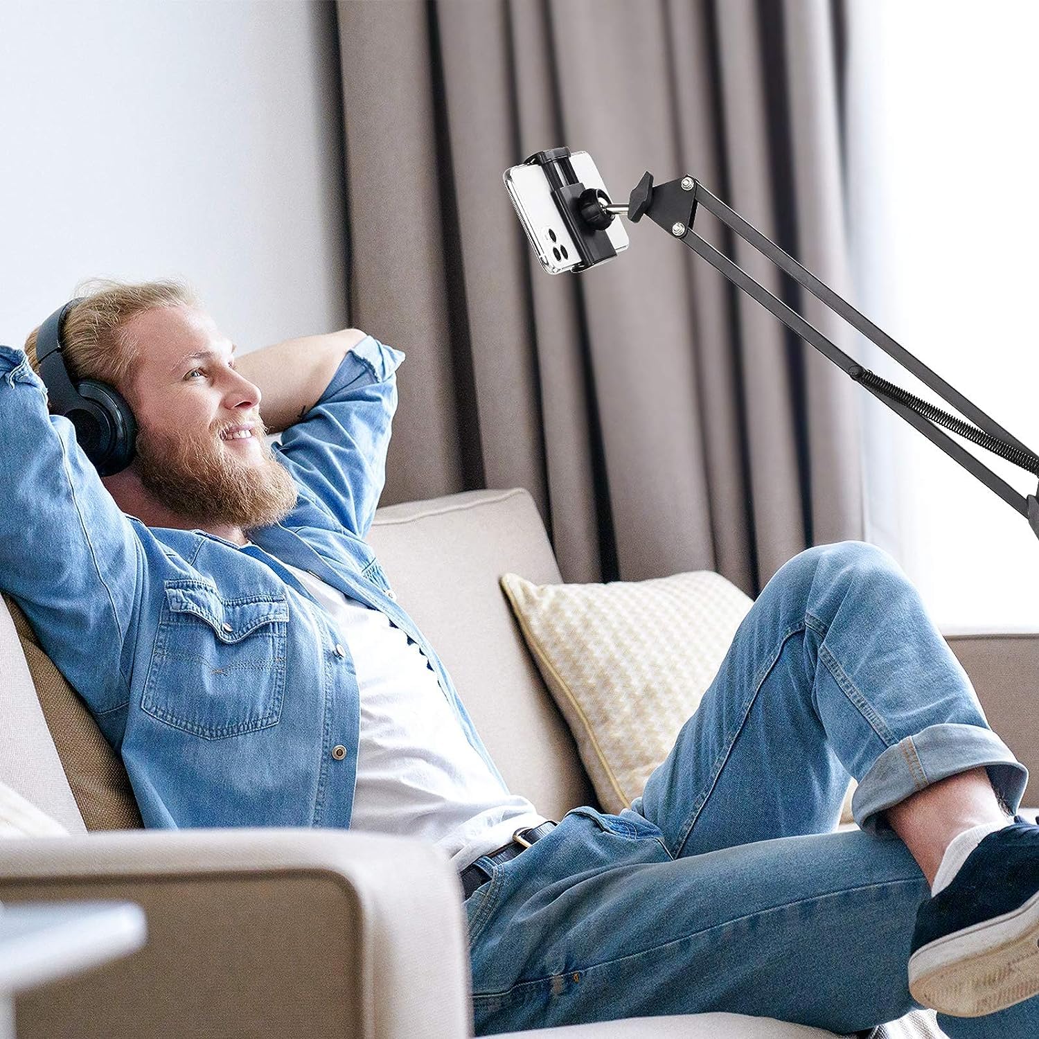 Overhead Video Stand Phone Holder Articulating Arm Tab Mount Boom Arm Articulating Tablet Phone ...