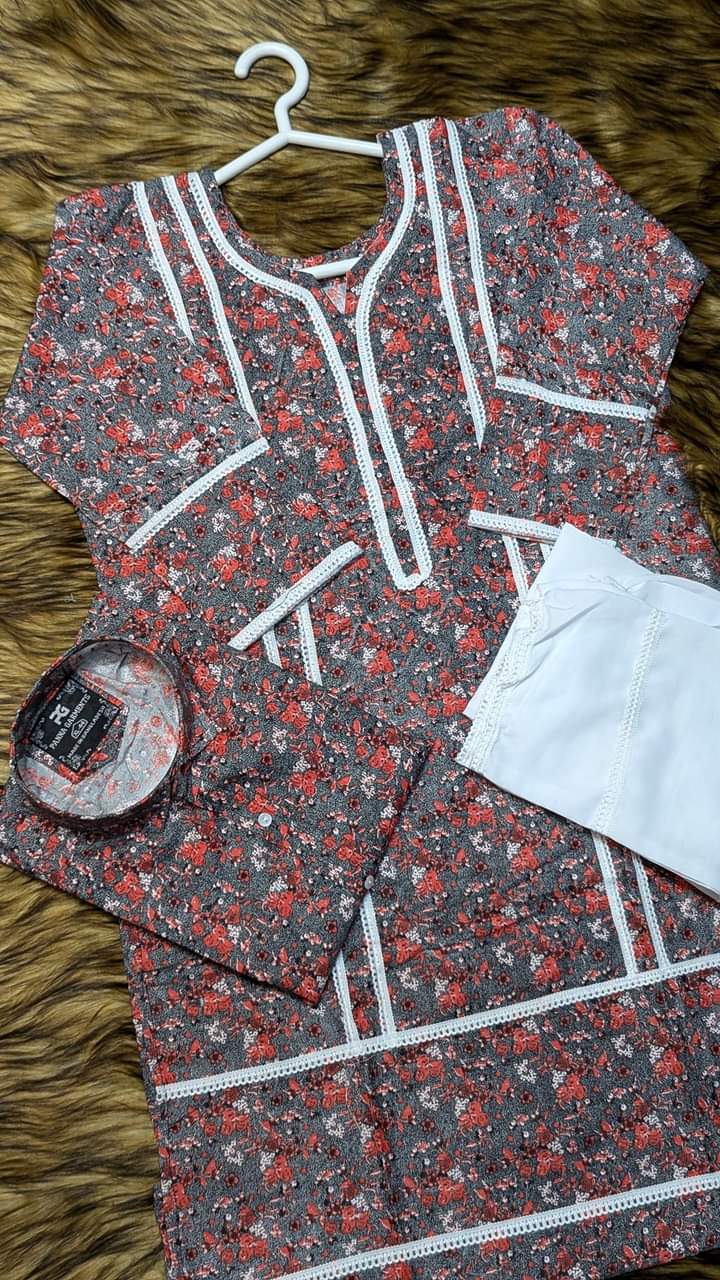 Ready Made Slab Cotton Viral Couple Set Matching Dress Traditionally ...