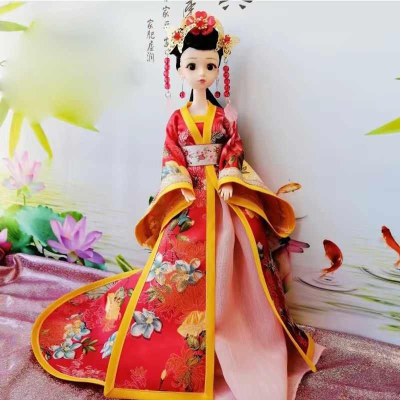 1/6 BJD Chinese Hanfu Doll with Ancient Traditional Clothes Headdress ...