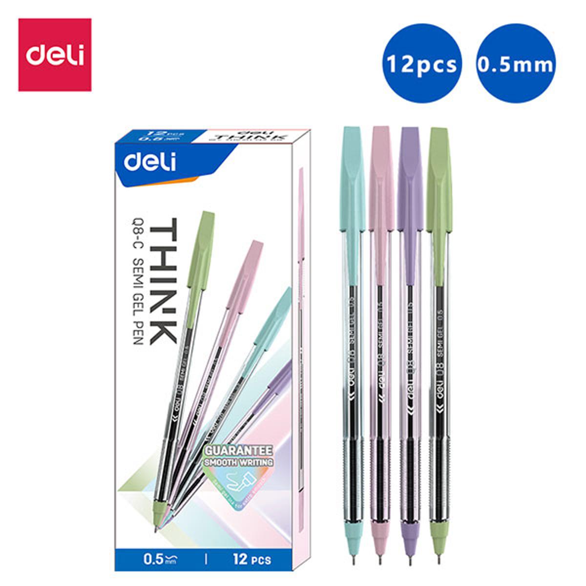 Deli EQ8C Semi Gel pen BlACK 12 set box | Daraz.com.bd