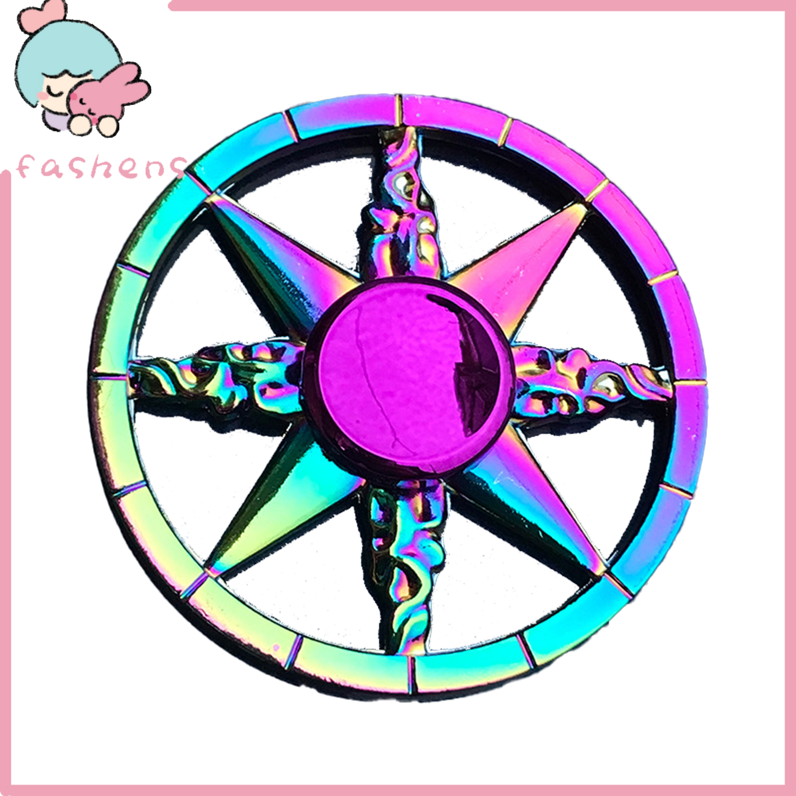 Hand Spinner Decorative Anti-Anxiety Multi-color Metal Rainbow Fidget ...