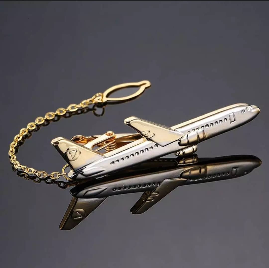 Golden Airplane Chain Tie Clip For Men | Daraz.com.bd