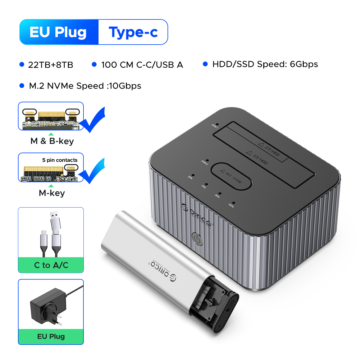 ORICO NVMe/SATA Cross-protocol Hard Drive Clone Docking Station | Daraz ...