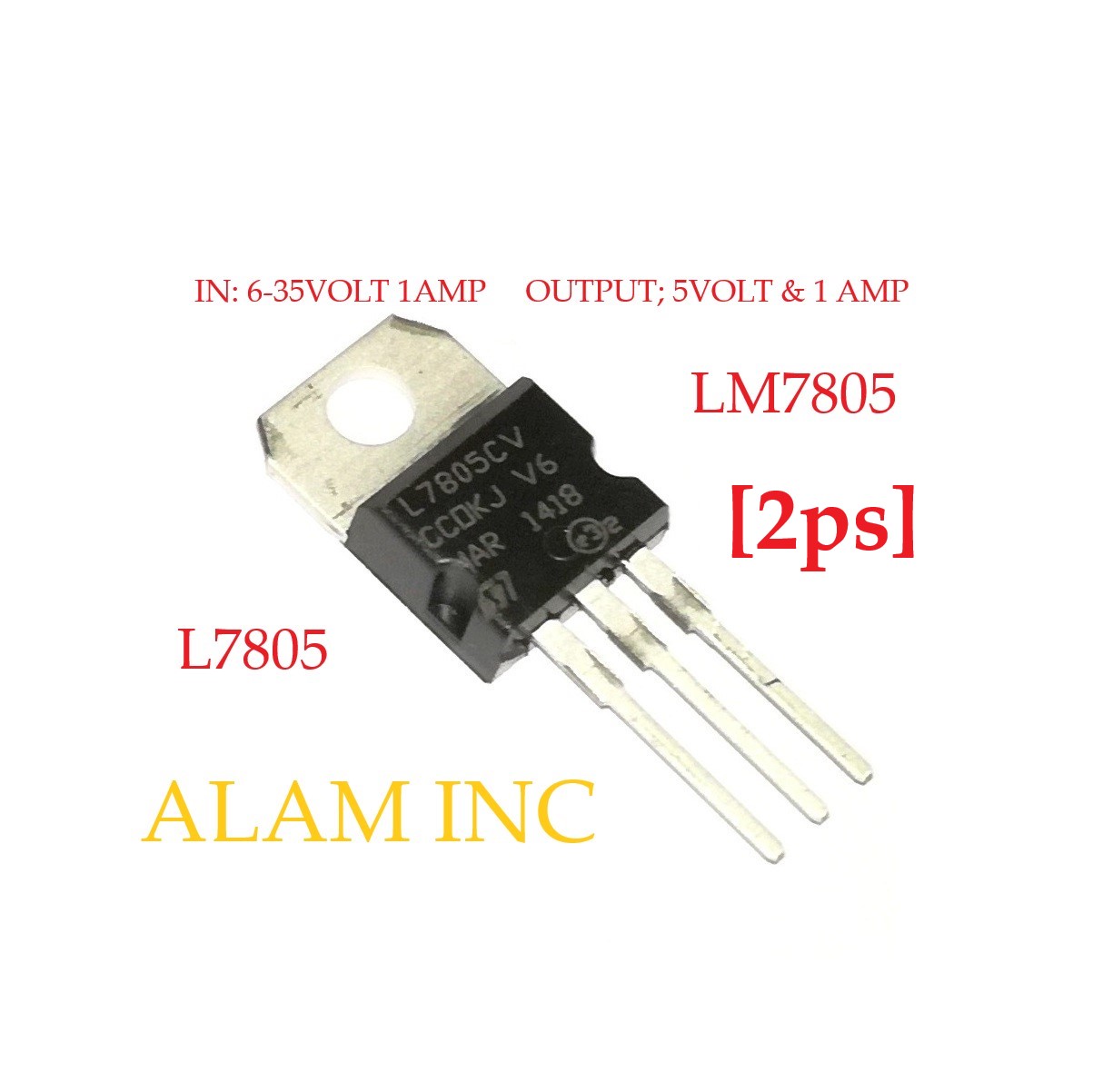 Lm7805 L7805 7805 voltage regulator 5volt (2ps) | Daraz.com.bd