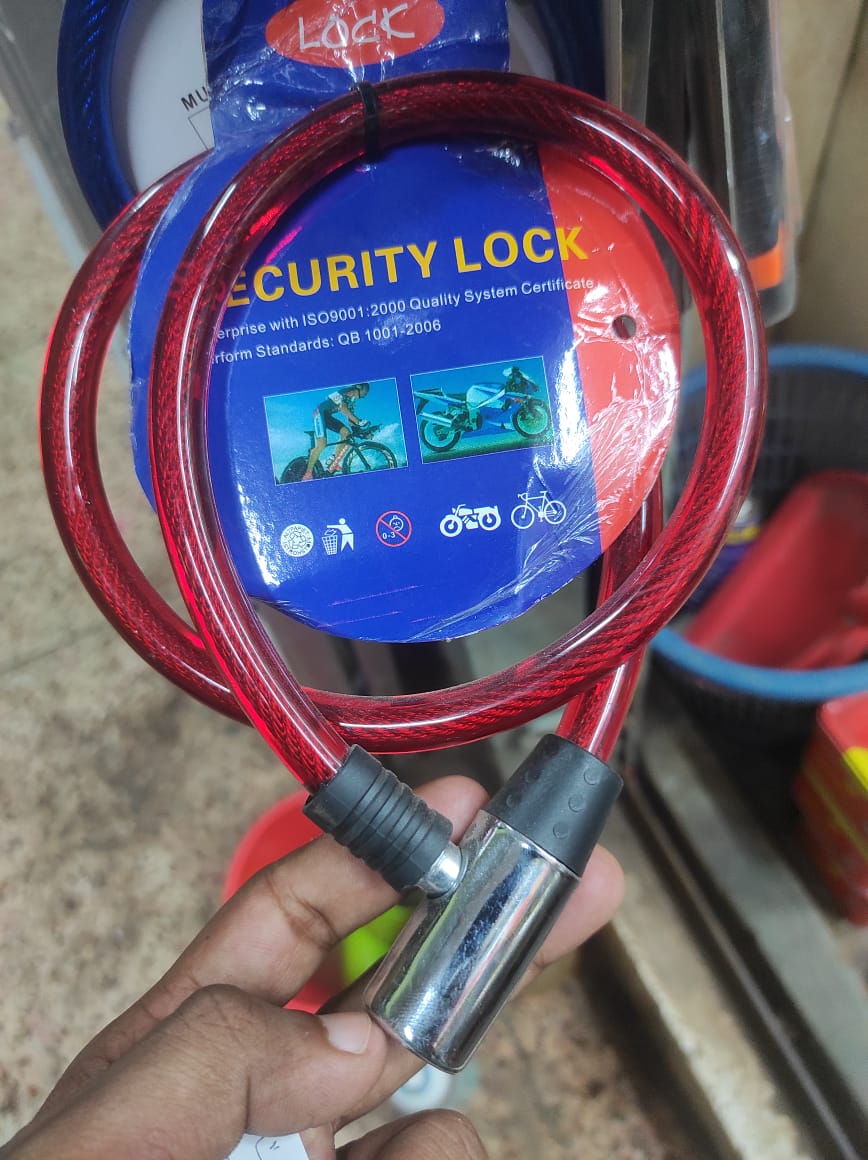 Red Plastic Bicycle Lock, Cable Thickness: 4mm | Daraz.com.bd