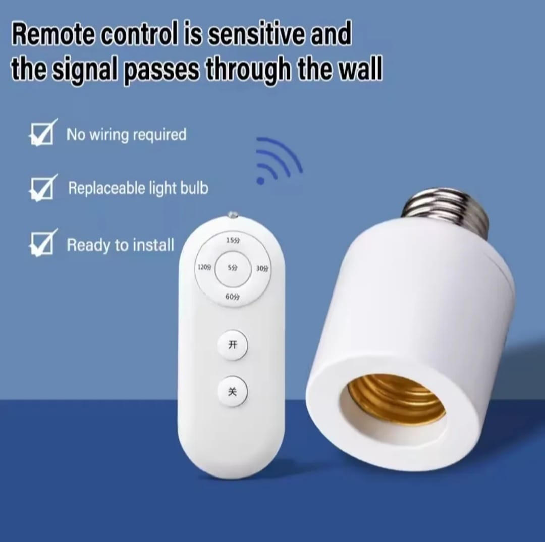 E27 Wireless Lamp Holder with Remote Control 428A Smart Wireless Timer ...
