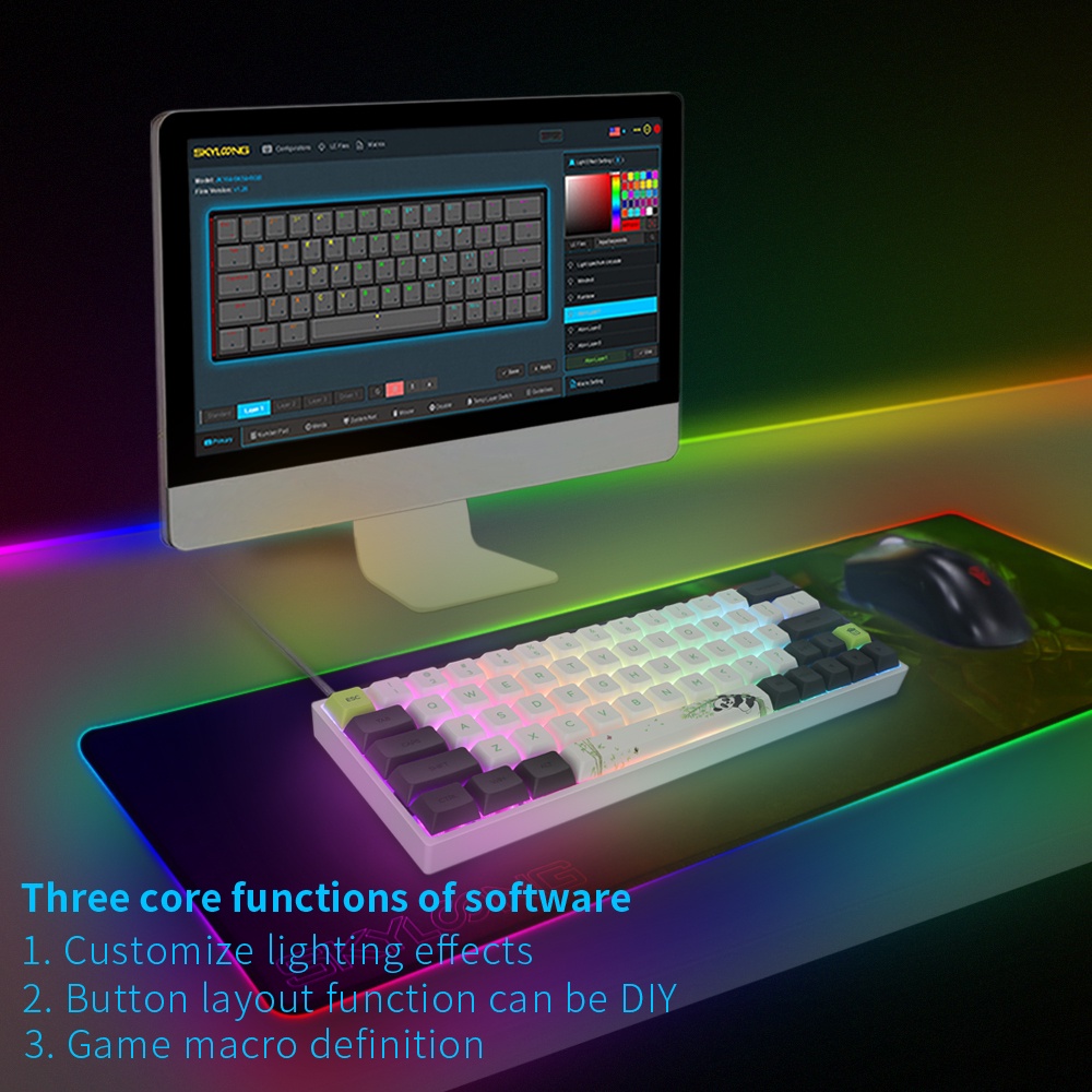 Skyloong SK64 PANDA RGB Mechanical Keyboard | Hotswappable | (Color ...