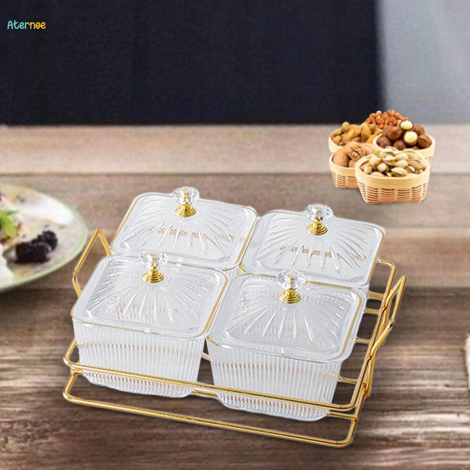 Divided Serving Platter Food Storage Appetizer Tray for Nuts Snack ...