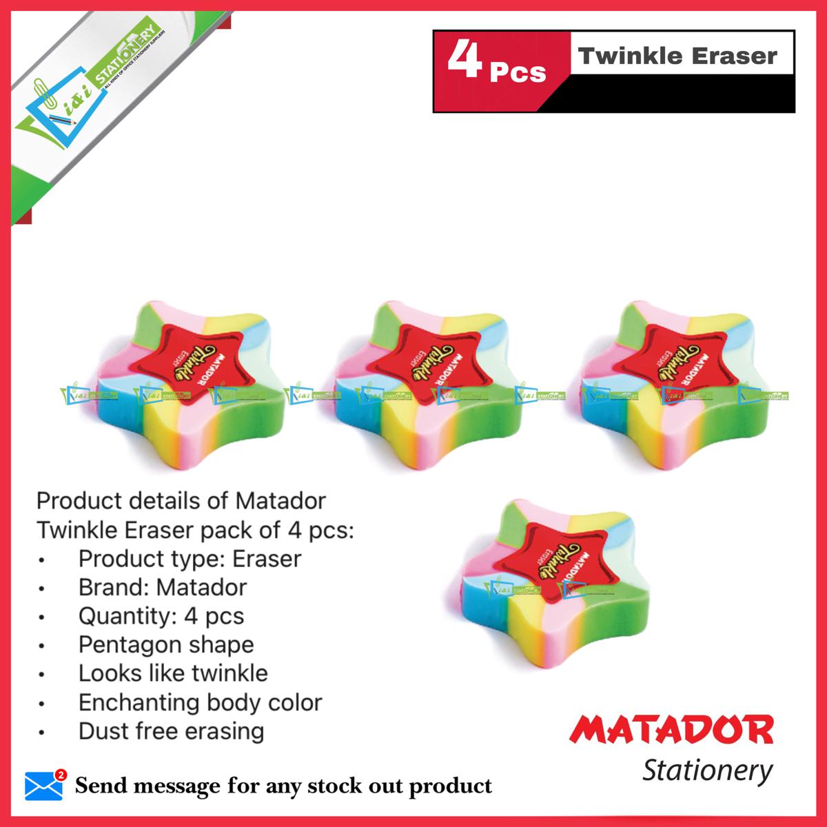 Matador Twinkle Eraser pack of 4 pcs | Daraz.com.bd
