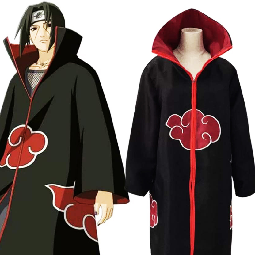 Akatsuki Cloak Cosplay Dress - Anime Naruto Akatsuki Robe Itachi Uchiha ...