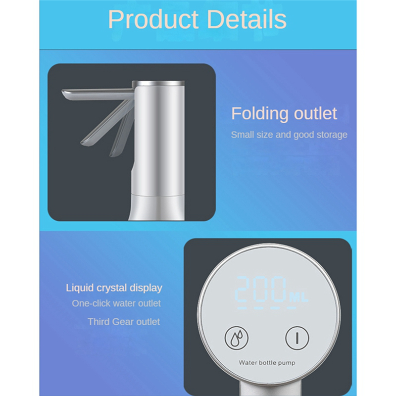 Water Bottle Pump Household USB Electric Foldable Water Suction Device ...