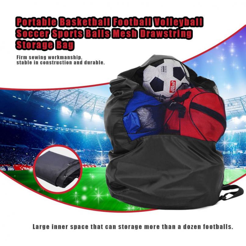 Ball Mesh Bag Football Soccer Basketball Volleyball Storage Pouch 130cm ...