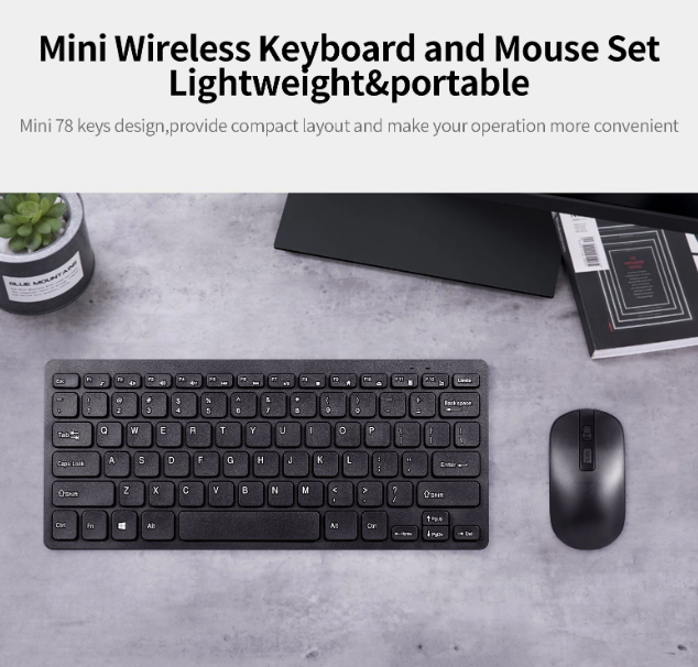 KM901 Keyboard Mouse Combo 2.4G Wireless 78 Key Mini Keyboard and Mouse ...