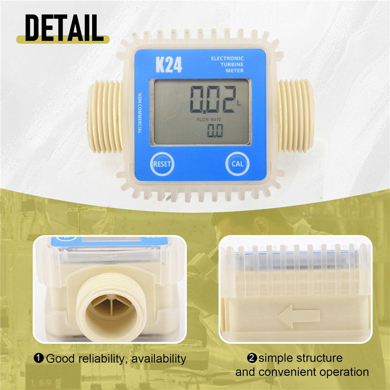 Digital Lcd K24 Flow Meter Turbine Fuel Flow Tester For Chemicals Water ...