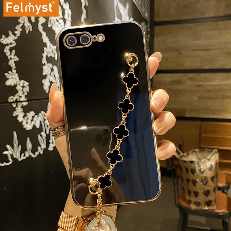 FELMYST Casing For iPhone 7/8 Plus Lucky Alhambra Bracelet Leaf Luxury ...