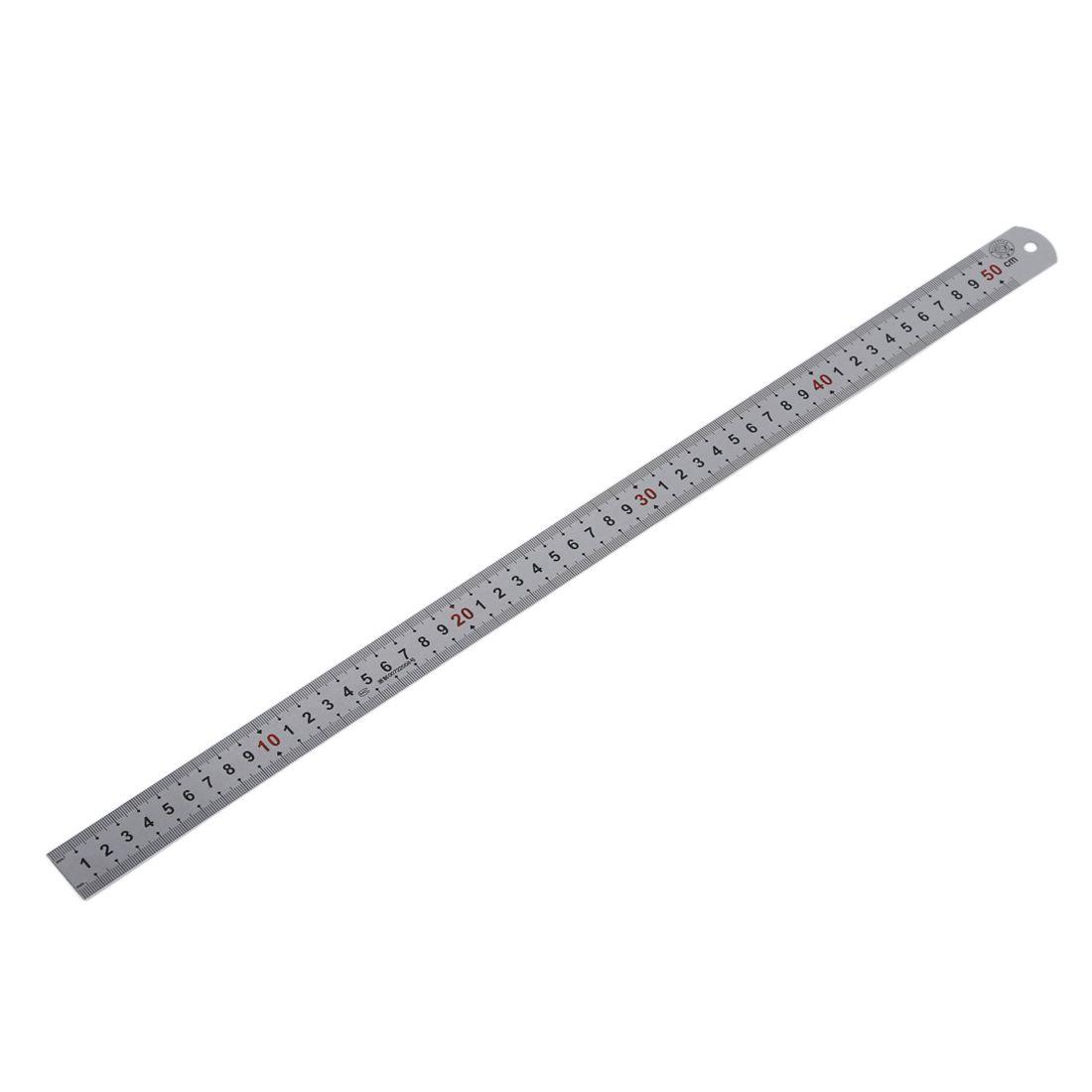 Double Side Scale Stainless Steel Straight Ruler Measuring Tool 50cm ...