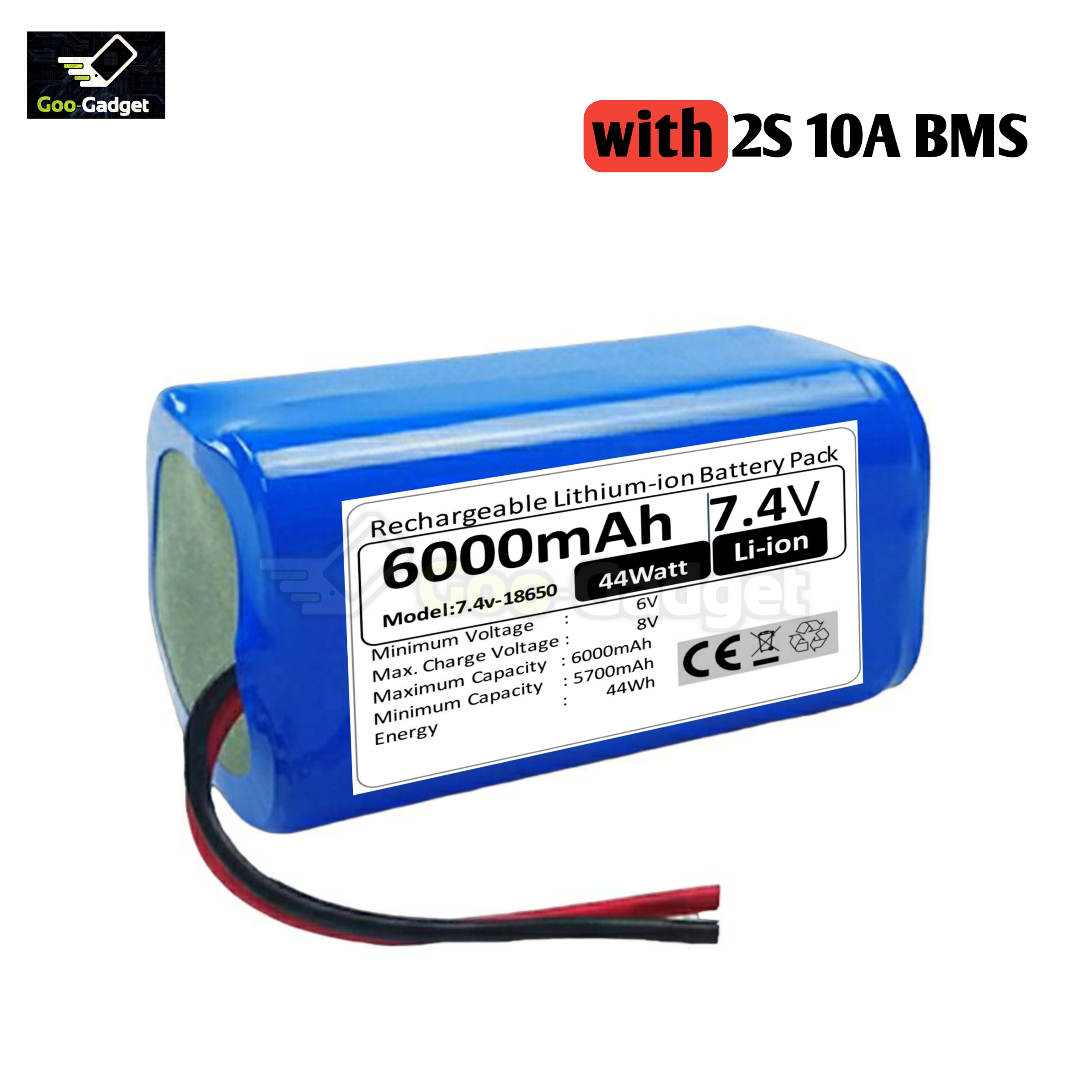 18650 7.4V lithium ion battery pack 3000mAh 7.4V with 2S BMS ...