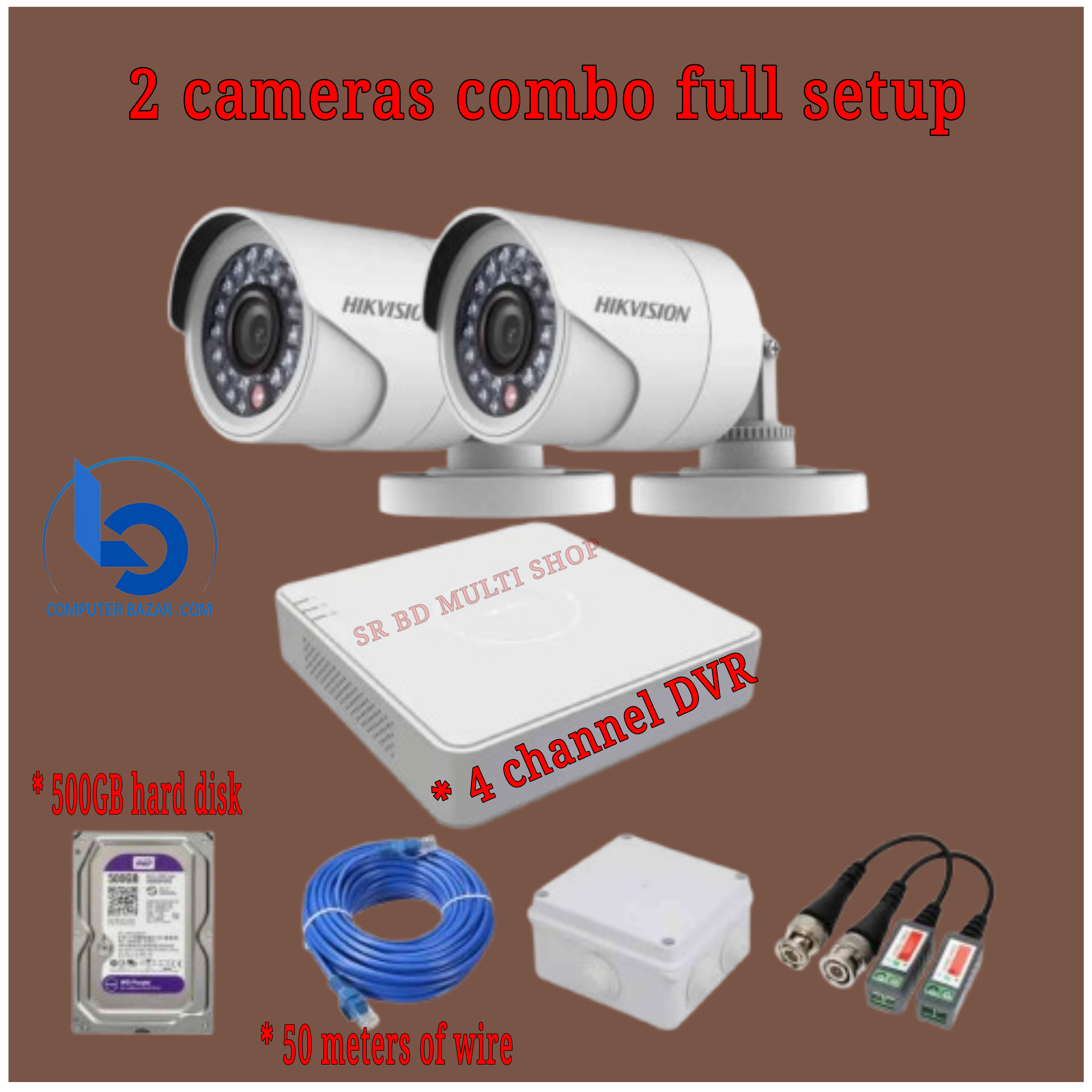 Hikvision CCTV Camera Package 02 Pcs With all Accessories FOR YOU ...