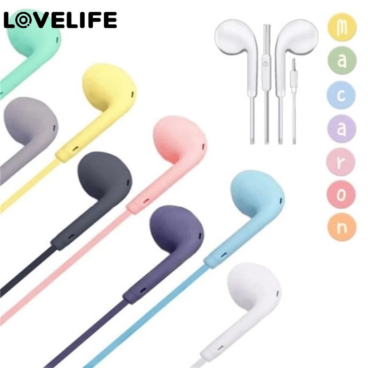 Macaron Color Portable 3.5mm Wired Bass Stereo Earphone Headsets With ...