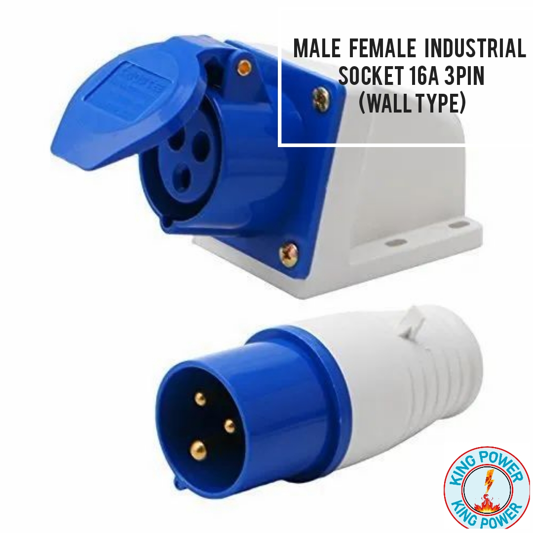 Industrial Male / Female Socket 16A 3Pin, 240V (Wall Type) - Solar ...