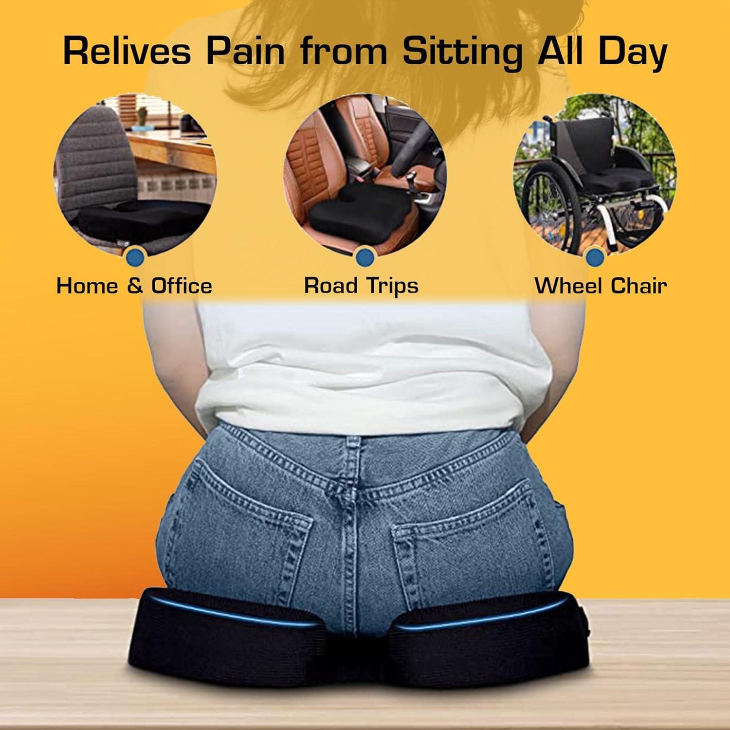 Seat Cushions for Office Chairs,Memory Foam Coccyx Cushion Pads for ...
