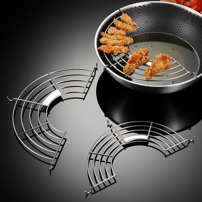 304 stainless steel thick line semicircle hanging pan frying drain line ...