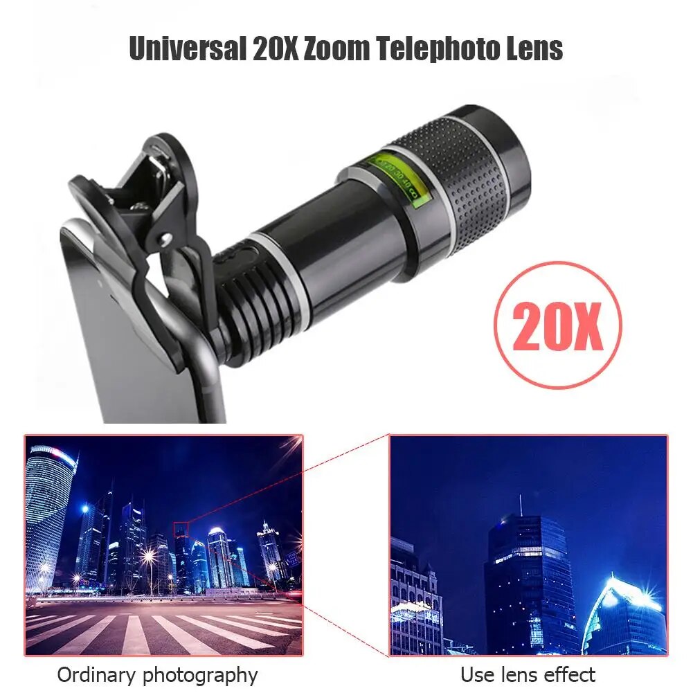 Universal 20X Zoom Telephoto Lens External Mobile Phone Camera Lens ...