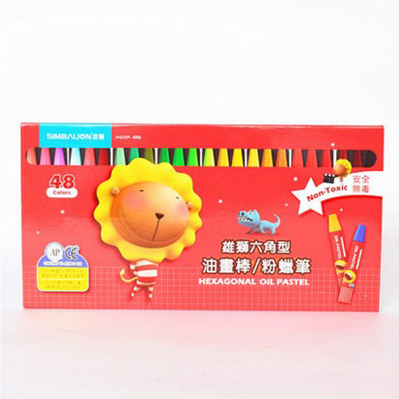 Taiwan male lion 48 color children's oil pastels Student drawing ...