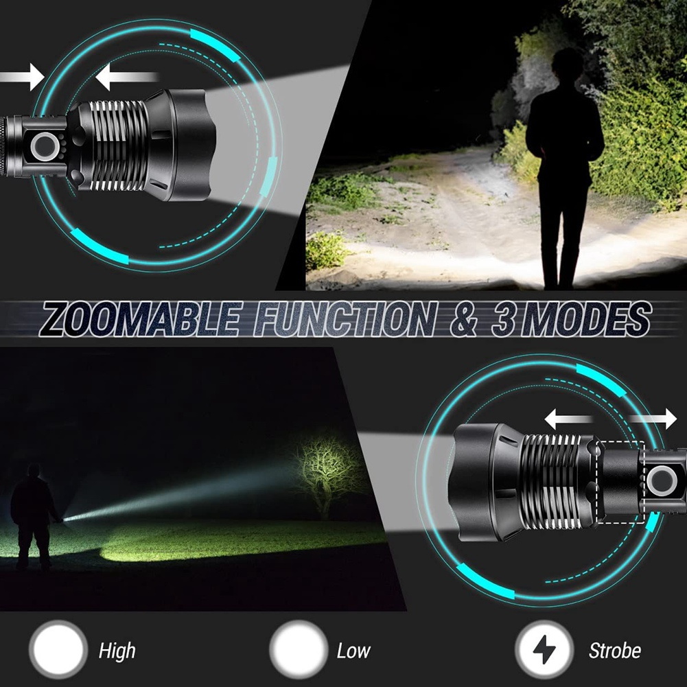 Super Bright Rechargeable LED Flashlights,5000 Lumens XHP70.2 LED ...