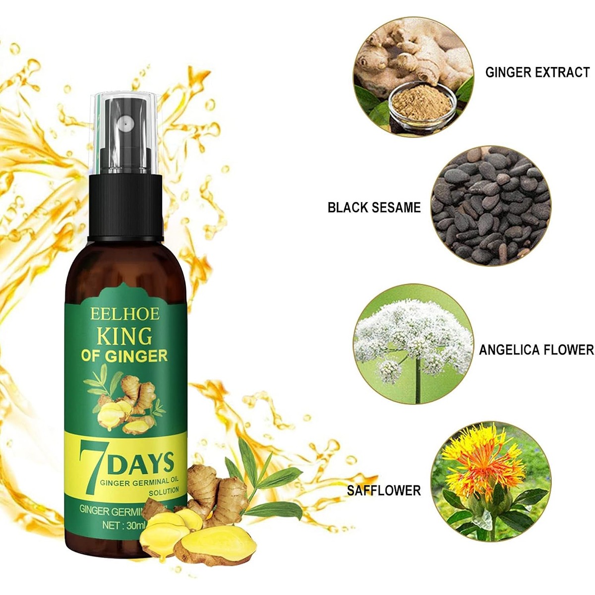 7 Day Ginger Hair Growth Essence Germinal Serum Essence Oil Natural ...