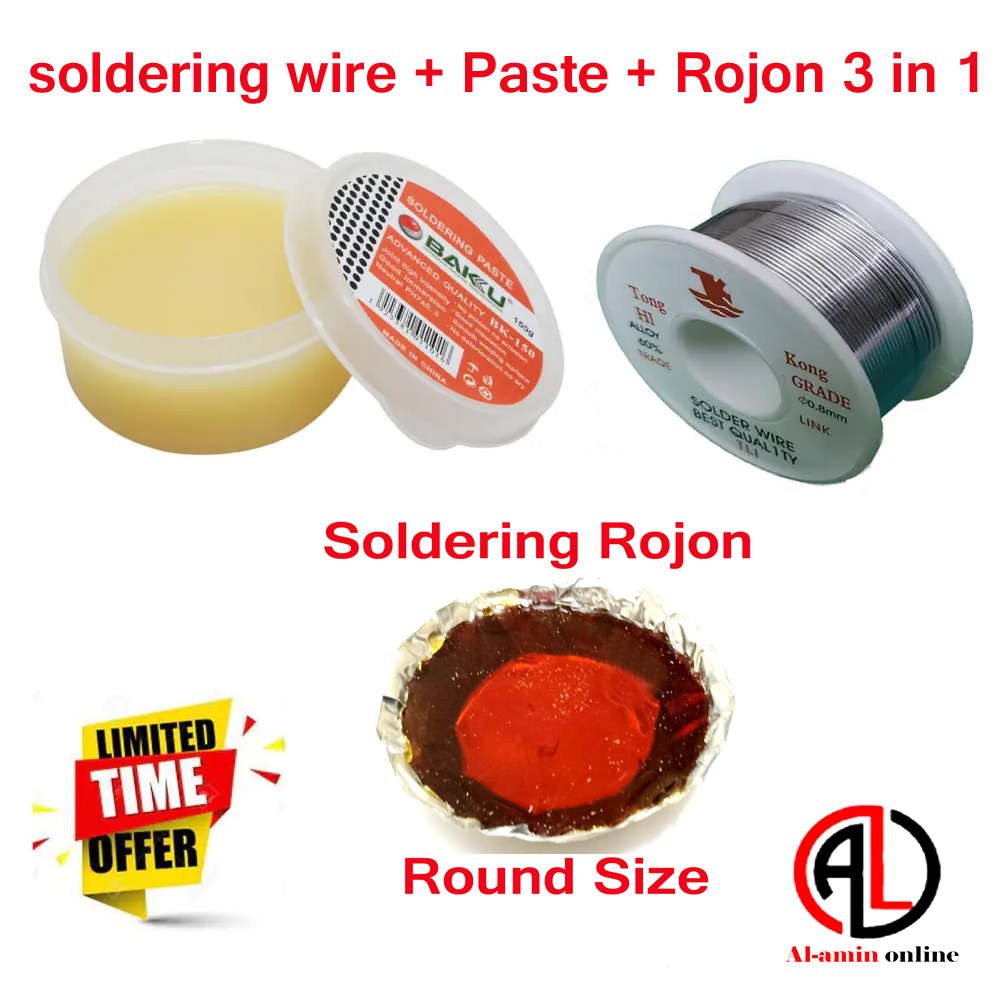 Soldering Tools Kit Combo (soldering wire+Paste+Rojon 3 in 1)