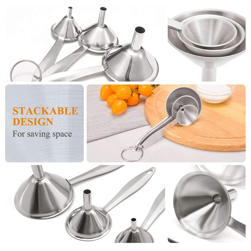 3 in 1 Funnels for Filling Bottles Stainless Steel Small Kitchen Funnel Set for Transferring ...