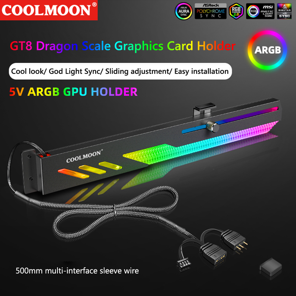 Coolmoon Gt8 Computer Video Stand Horizontal Gpu Support 5v Argb ...