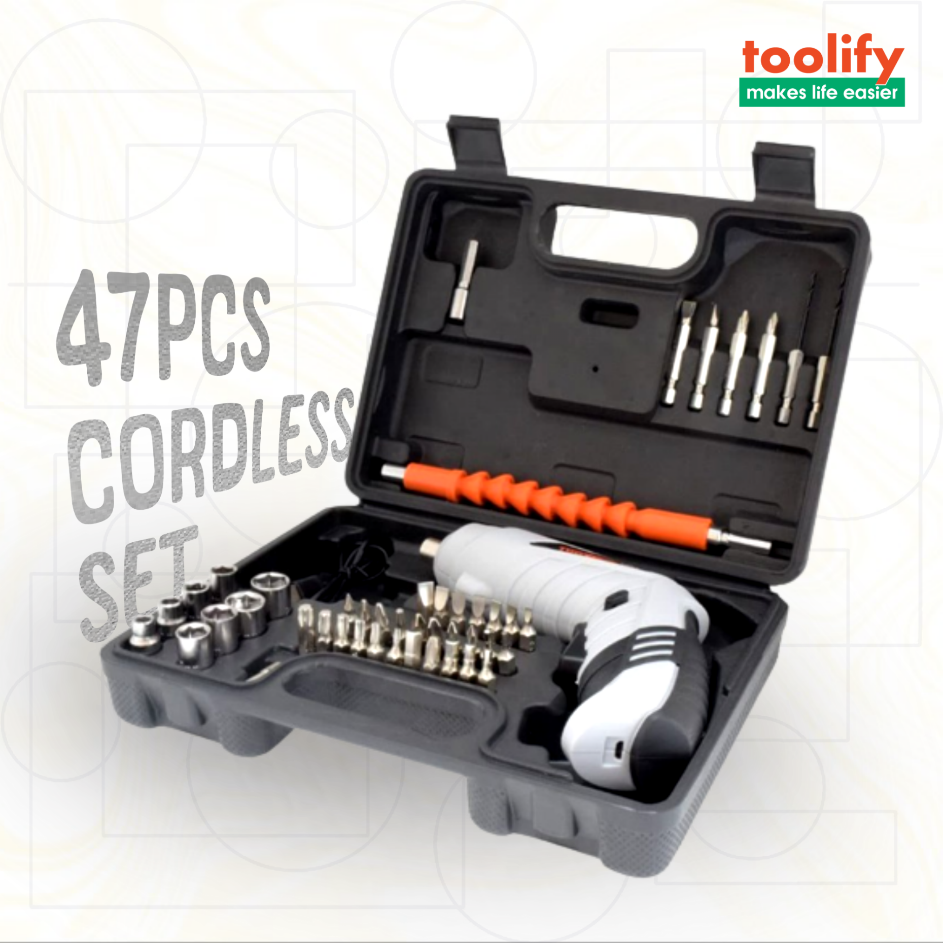 Tuoye 47pcs Cordless Screwdriver Drill Machine Set - toolify | Daraz.com.bd