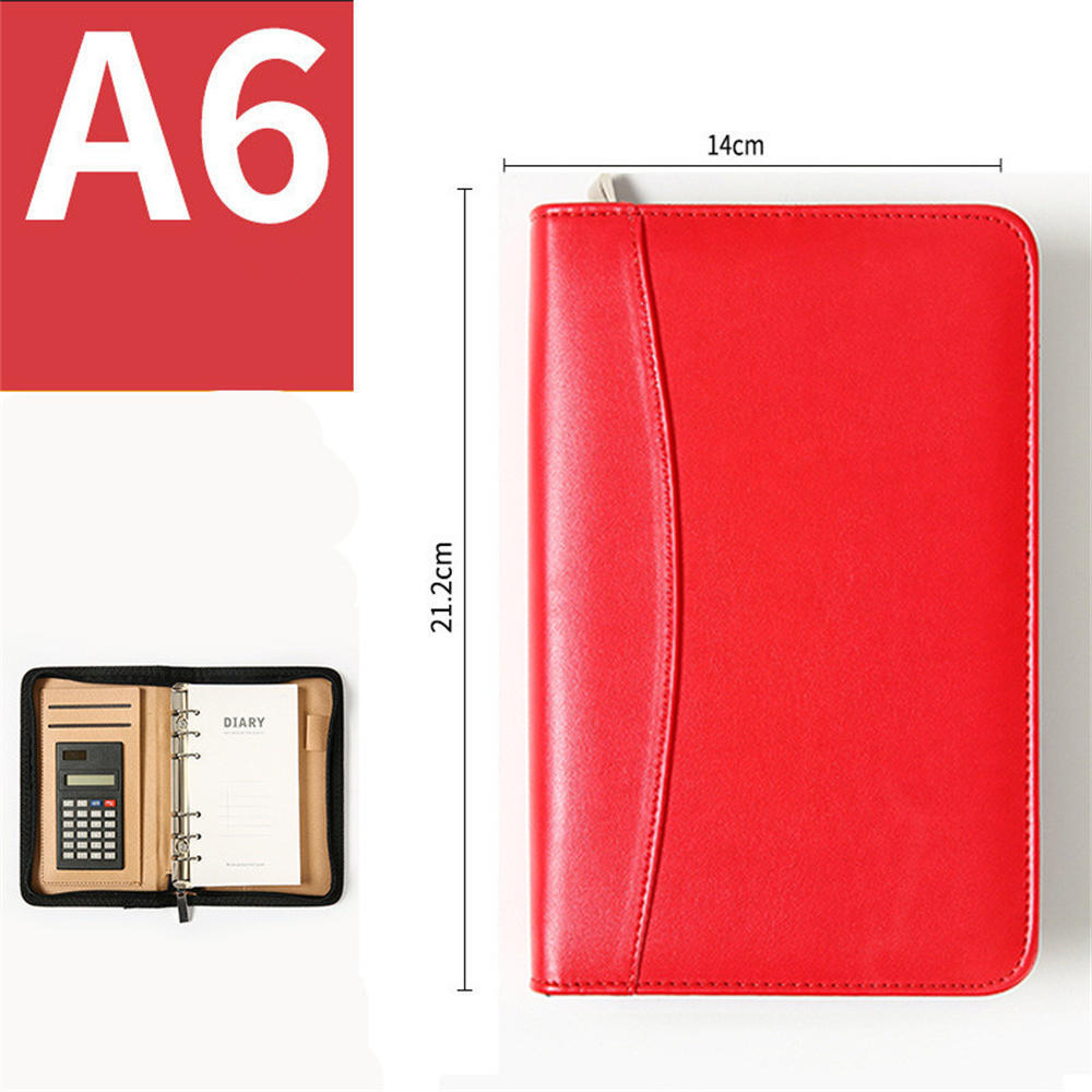 Loose Leaf Zipper Bag Diary Binder Notebook Journal with Calculator A6 ...