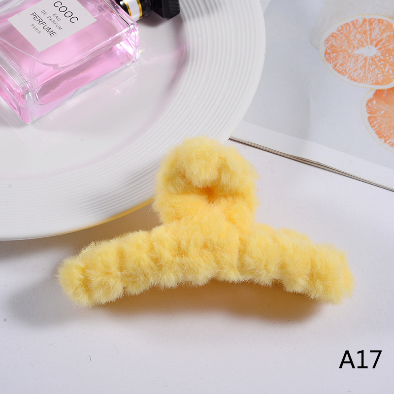 Women Hair Claw Plush Clip Cute Korean Fall Winter Solid Elegant ...